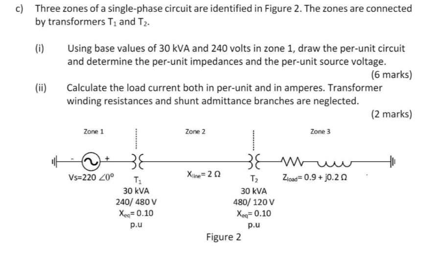 Solved c) Three zones of a single-phase circuit are | Chegg.com