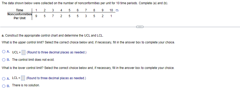 Solved a. Construct the appropriate control chart and | Chegg.com