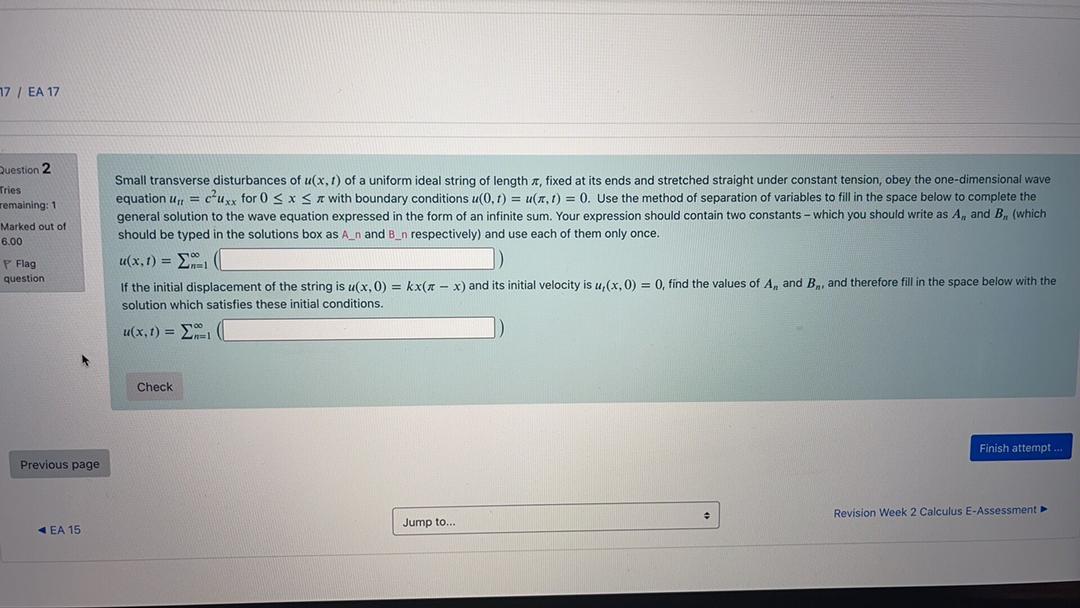Solved 17 / EA 17 Question 2 Tries remaining: 1 Marked out | Chegg.com