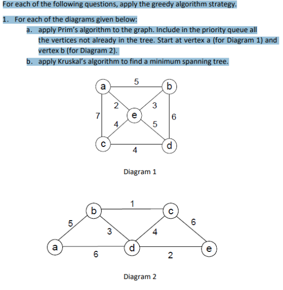 Solved For each of the following questions, apply the greedy | Chegg.com