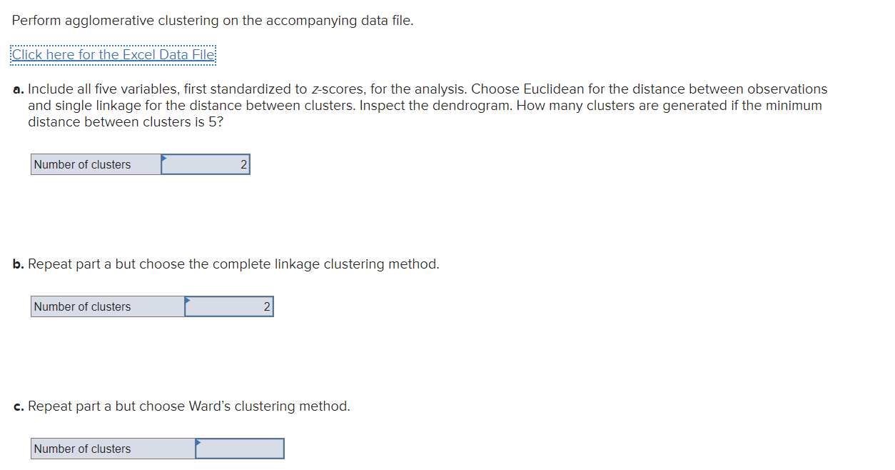 Solved Perform agglomerative clustering on the accompanying | Chegg.com