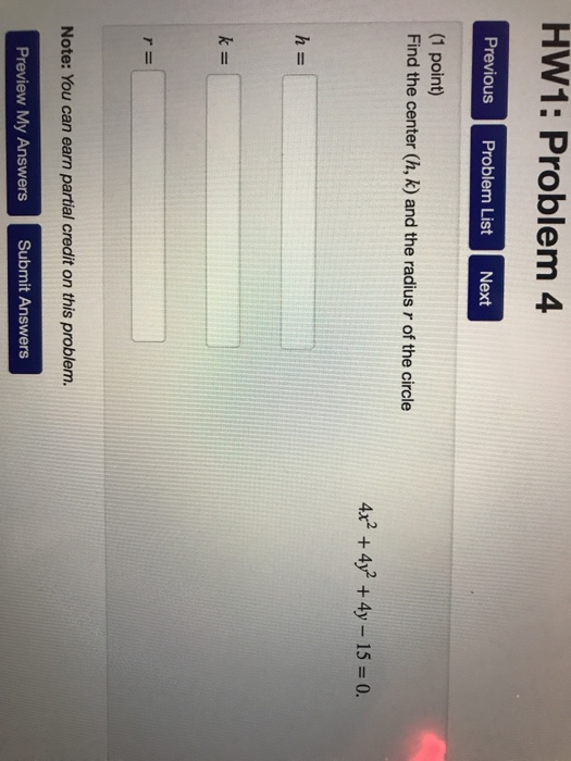 Solved HW1: Problem 4 Previous Problem List Next (1 point) | Chegg.com
