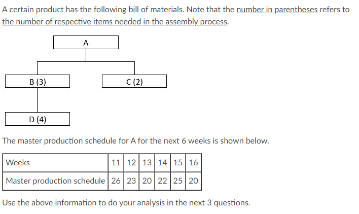 A certain product has the following bill of | Chegg.com