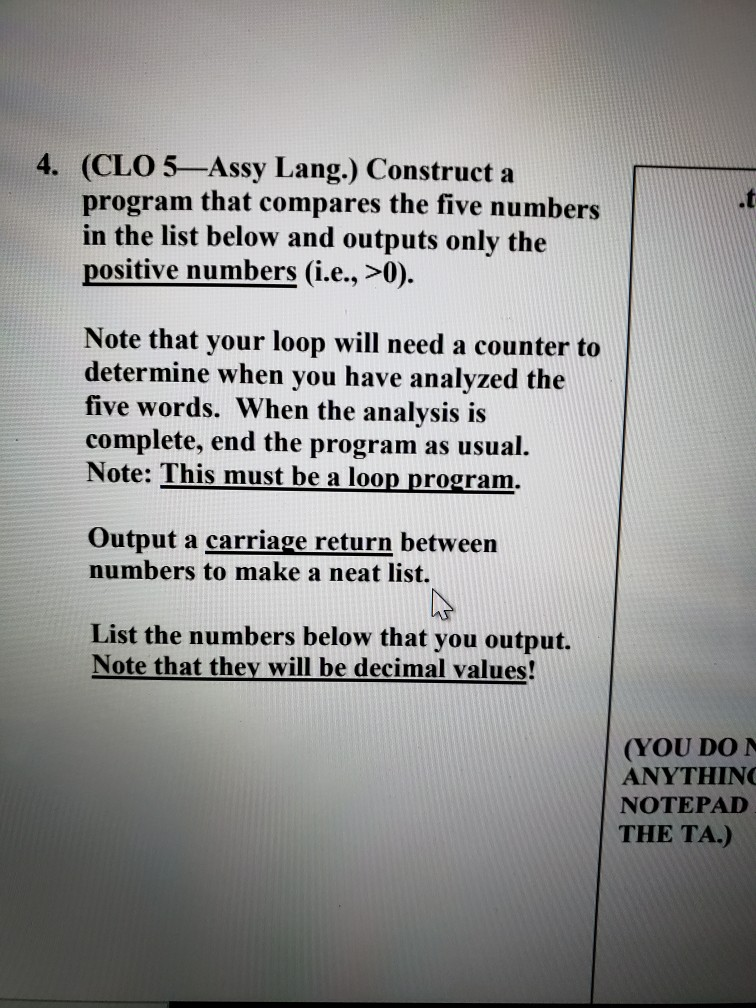 .text (CLO5Assy Lang.) Construct a program that | Chegg.com