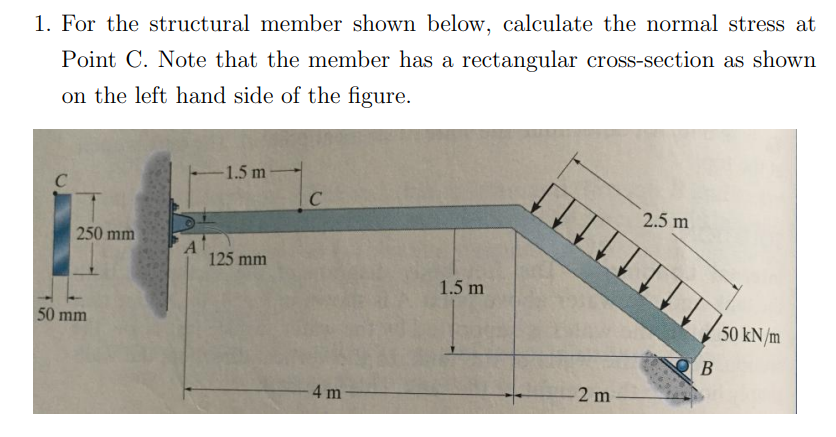 Solved 1. For the structural member shown below, calculate | Chegg.com