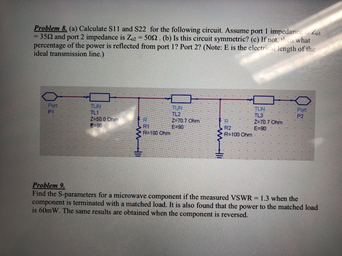 Problem (a) Calculate S11 and S22 for the following | Chegg.com
