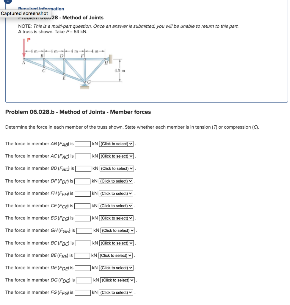 Solved Statics problem Choos C or T or N/A for 'Click to | Chegg.com