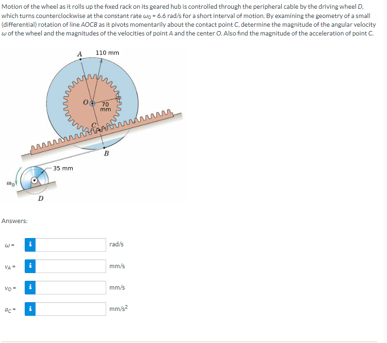 Solved Motion of the wheel as it rolls up the fixed rack on | Chegg.com