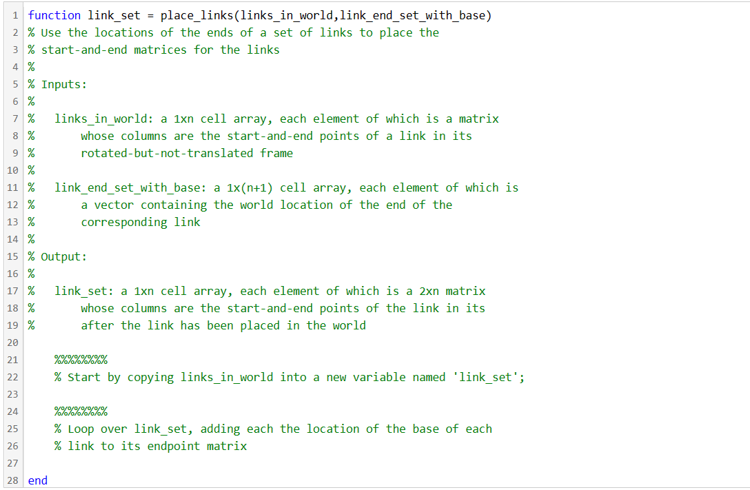 1 function link_set = place_links (links_in_world, | Chegg.com