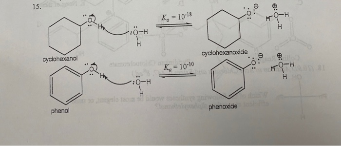 Solved 15 ..Θ田 Ko = 10-18 :O-H cyclohexanol cyclohexanoxide | Chegg.com