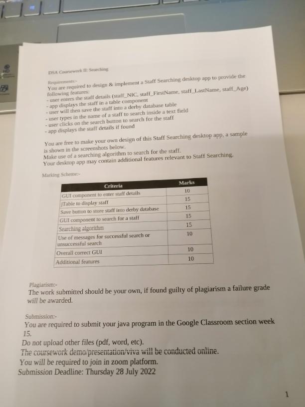Solved You are required to design 8 implement a Staff | Chegg.com