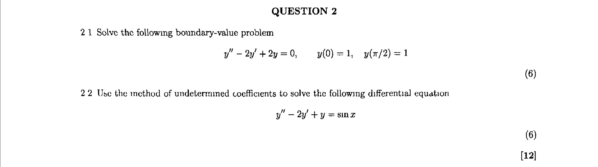 Solved QUESTION 2 21 Solve the following boundary-value | Chegg.com