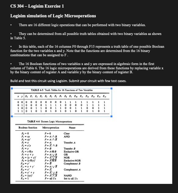 Solved CS 304 - Logisim Exercise 1 Logisim simulation of | Chegg.com