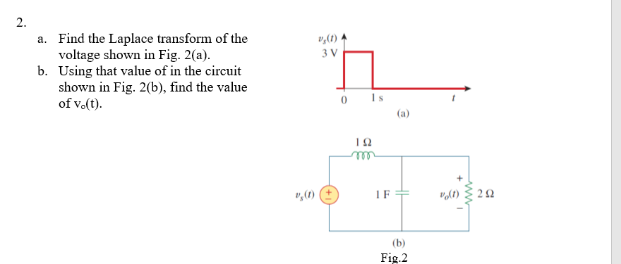 Solved 2. 3 V a. Find the Laplace transform of the voltage | Chegg.com