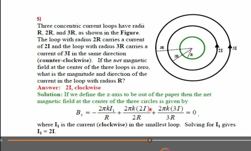 Solved 5) Three concentric current loops have radii R,2R, | Chegg.com