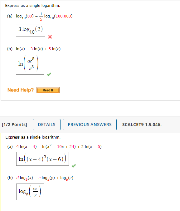 Solved Express as a single logarithm. (a) 109,0(80) – | Chegg.com
