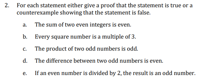 Solved 2. For each statement either give a proof that the | Chegg.com