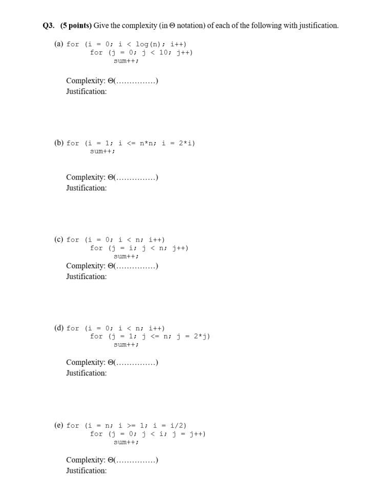 Solved Q1. (5 points) Rank the following functions by | Chegg.com