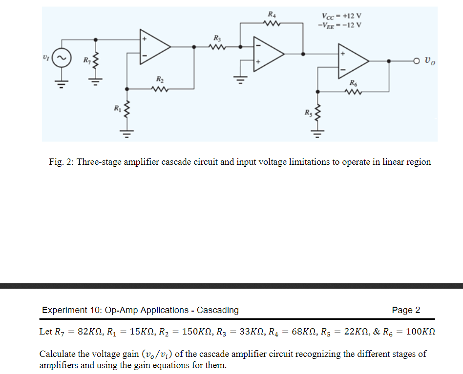 Solved Calculate the voltage gain (Vo/Vi) of the cascade | Chegg.com