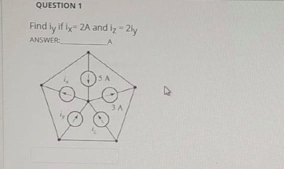 Solved QUESTION 1 Find iy if ix-2A and iz = 2ly ANSWER: SA | Chegg.com
