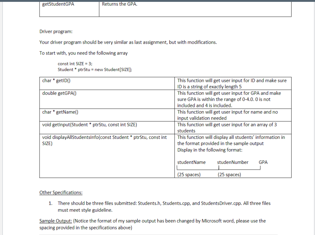 Program Description: Design a "Students" class that | Chegg.com