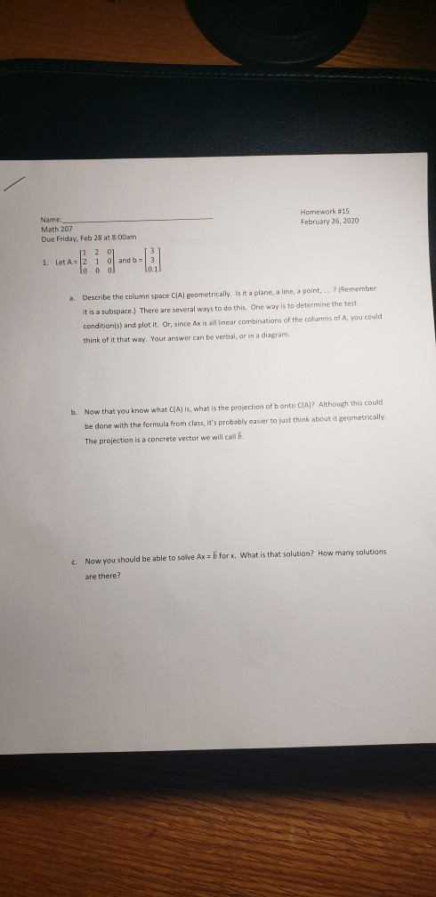 Solved Homework #15 February 26, 2020 Name: Math 207 Due | Chegg.com