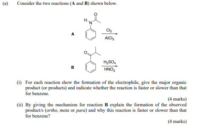 Solved (a) Consider the two reactions (A and B) shown below. | Chegg.com