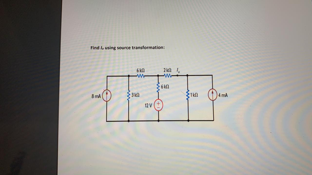 Solved Find lo using source transformation: 6 kΩ 2 kΩ 1, 6 | Chegg.com
