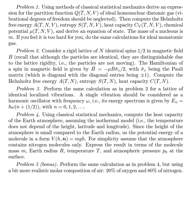 Solved Problem 1. Using methods of classical statistical | Chegg.com