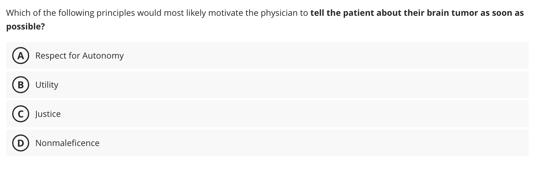Solved Which of the following principles of medical ethics | Chegg.com