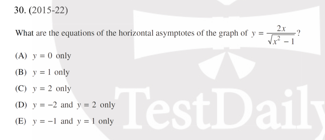 Solved (2015-22)What are the equations of the horizontal | Chegg.com
