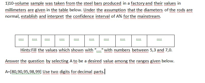 Solved 1)10-volume sample was taken from the steel bars | Chegg.com