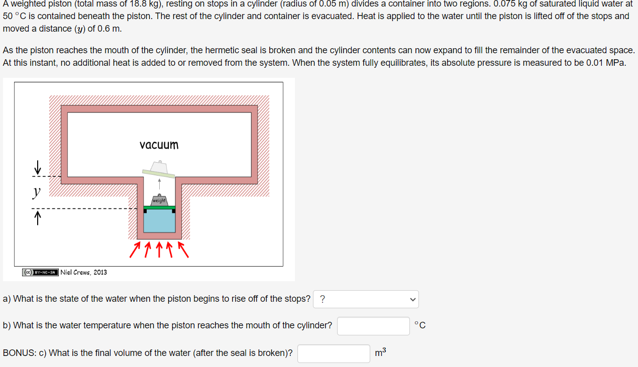 Solved A weighted piston (total mass of 18.8 kg), resting on | Chegg.com