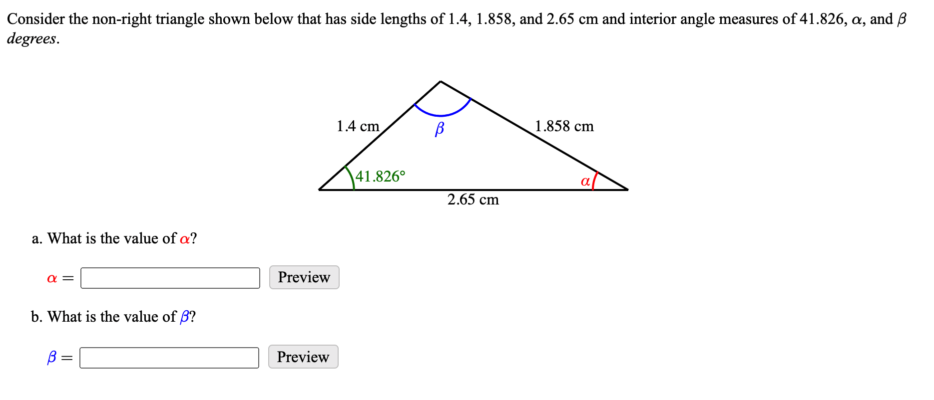 Solved Consider the non-right triangle shown below that has | Chegg.com
