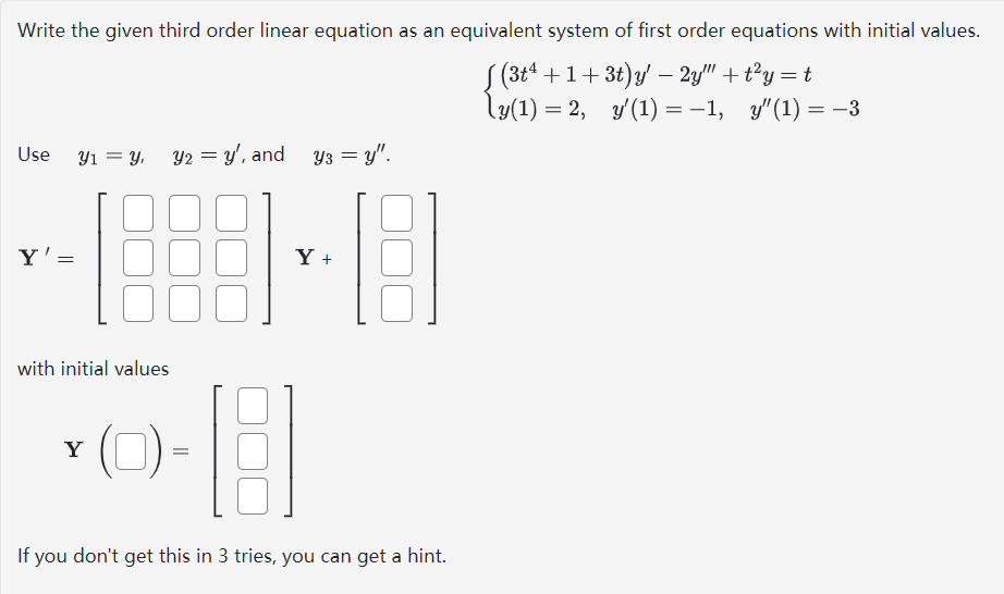 Solved Write The Given Third Order Linear Equation As An