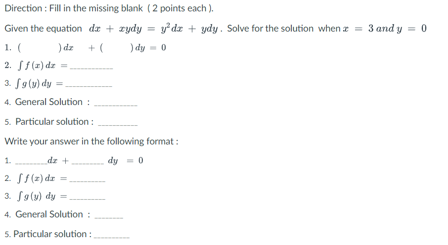 Solved Direction : Fill in the missing blank ( 2 points each | Chegg.com