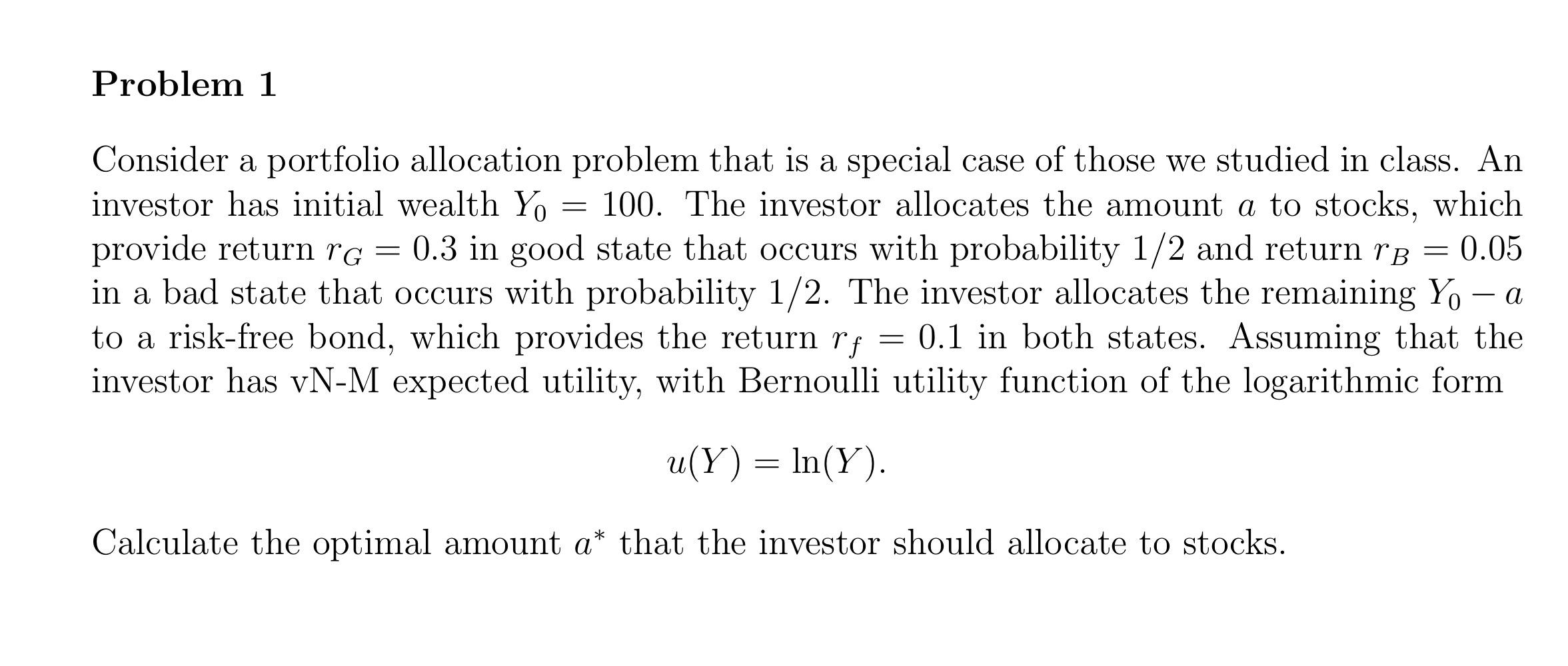 Solved Problem 1 Consider a portfolio allocation problem | Chegg.com
