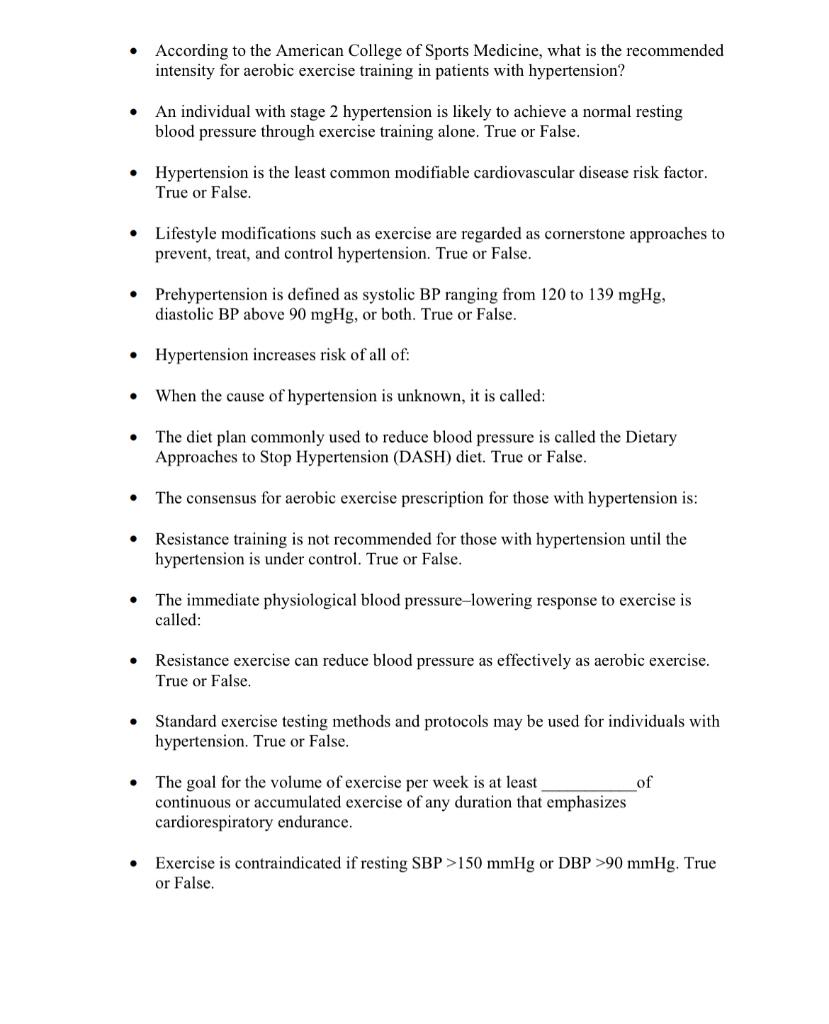 Solved Study Guide: Chapter 10 - Hypertension - According to | Chegg.com