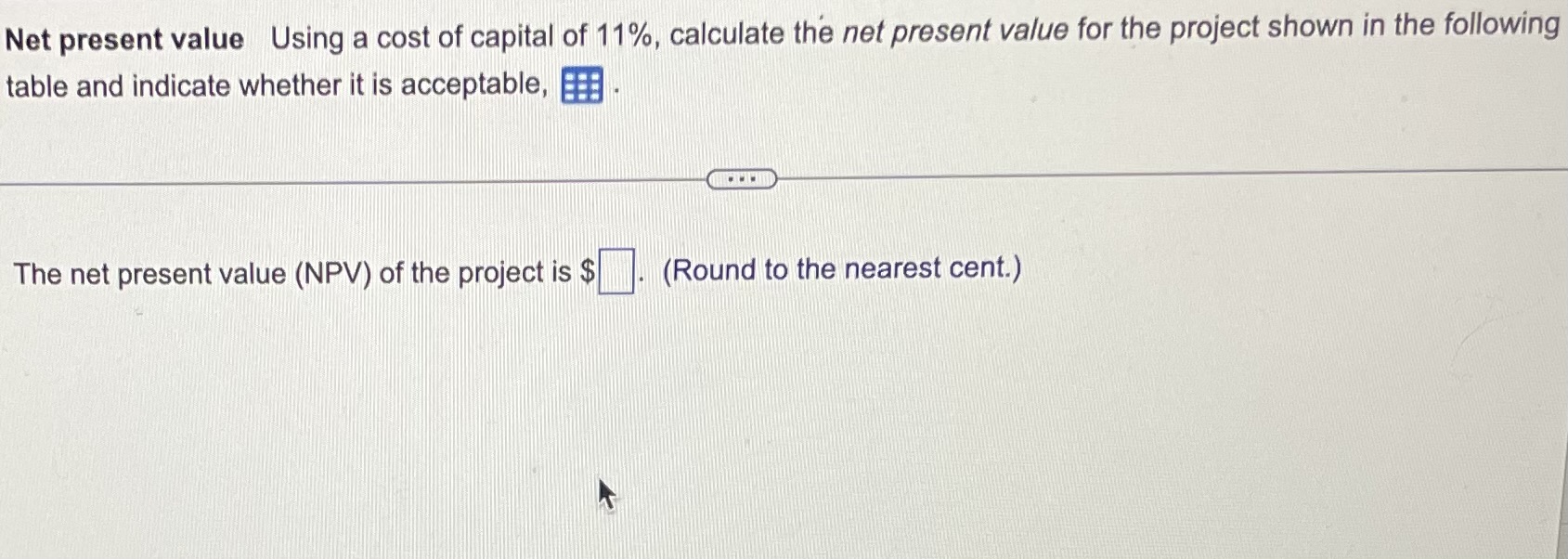 Solved Net present value Using a cost of capital of 11%, | Chegg.com