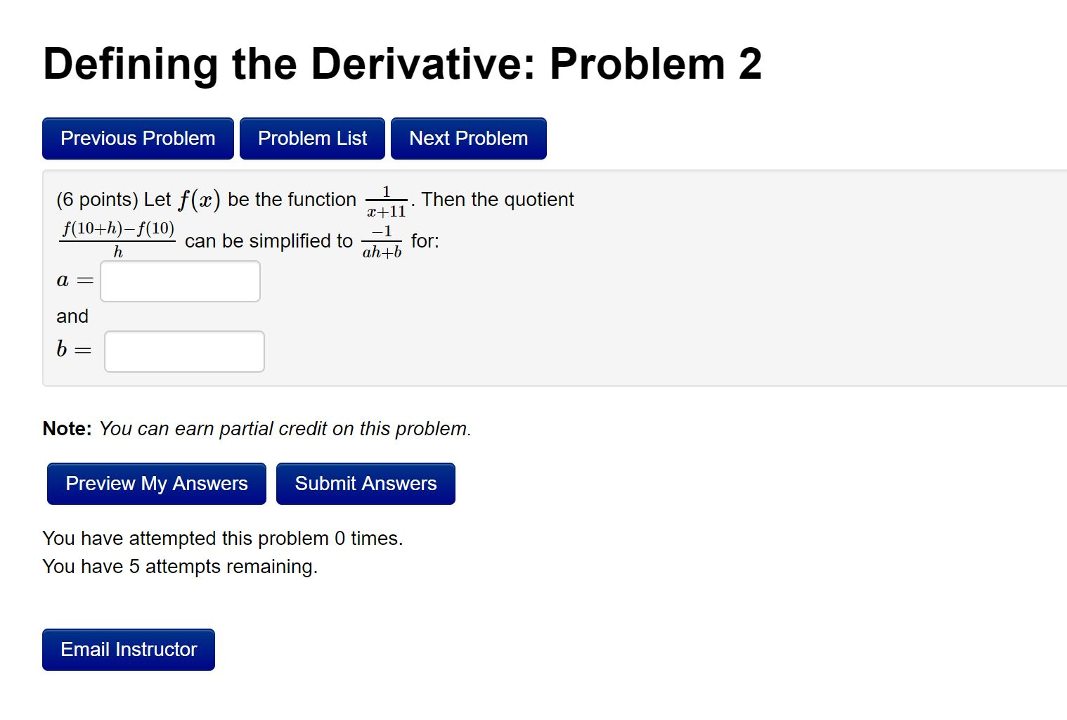 Solved Defining the Derivative: Problem 2 Previous Problem | Chegg.com