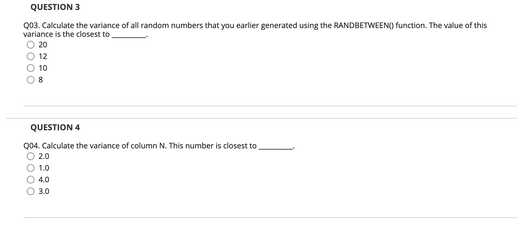 Solved QUESTION 1 Q01. Use Excel for this assessment. | Chegg.com