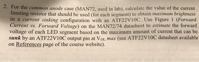 2. F or the common anode case (MAN72, used in lab), | Chegg.com