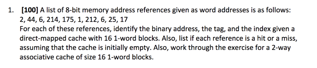 100 A List Of 8 Bit Memory Address References Given