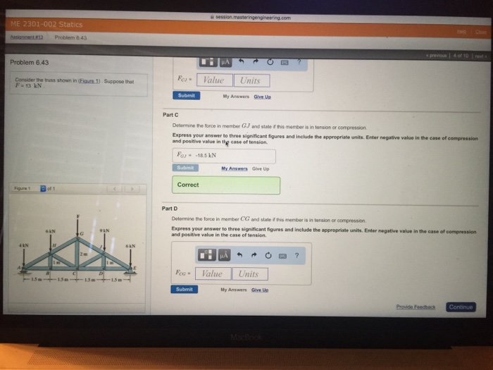 Solved ME 2301 002 Statics Problem 6.43 Consider the truss | Chegg.com