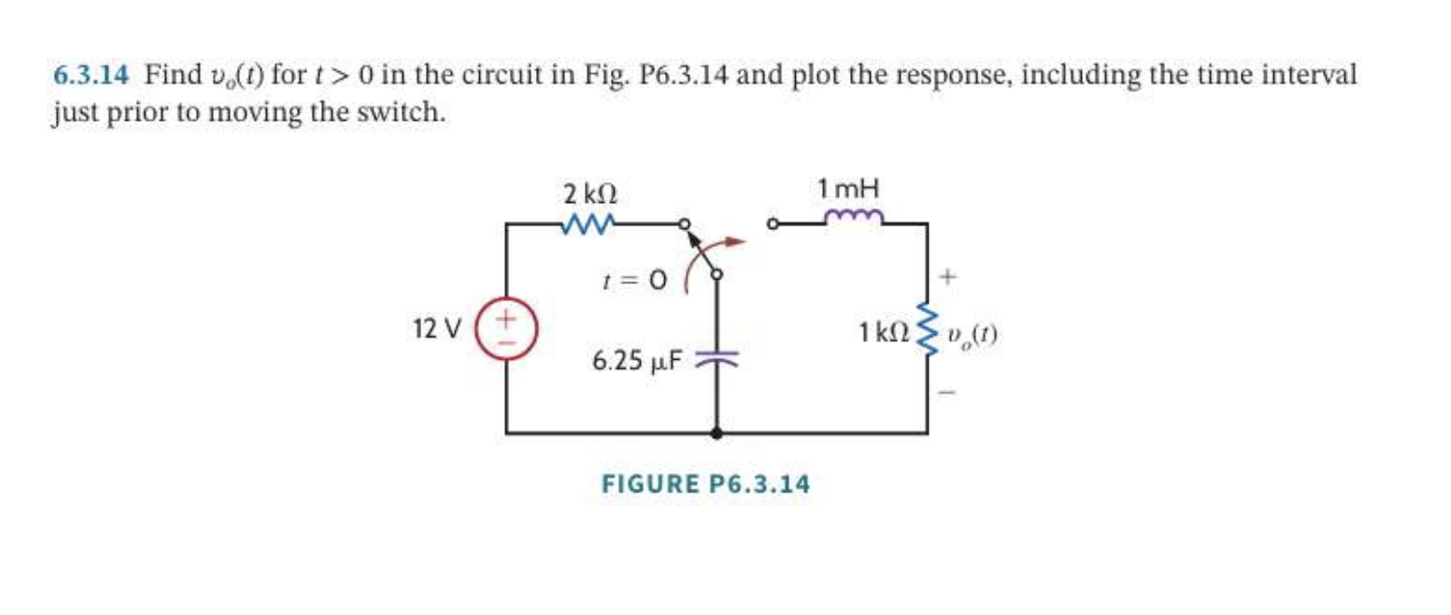 Solved 6.3.14 ﻿Find vo(t) ﻿for t>0 in ﻿the circuit in ﻿Fig. | Chegg.com