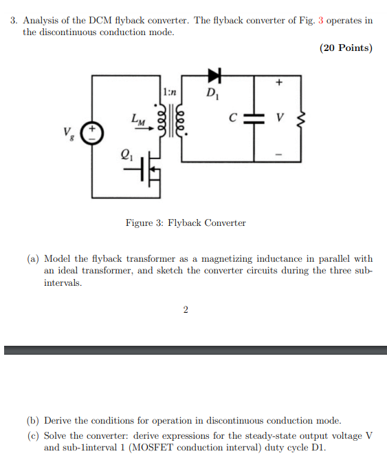 Solved 3. Analysis of the DCM flyback converter. The flyback | Chegg.com
