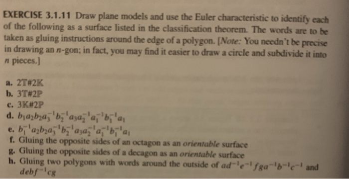 EXERCISE 3.1.11 Draw plane models and use the Euler | Chegg.com