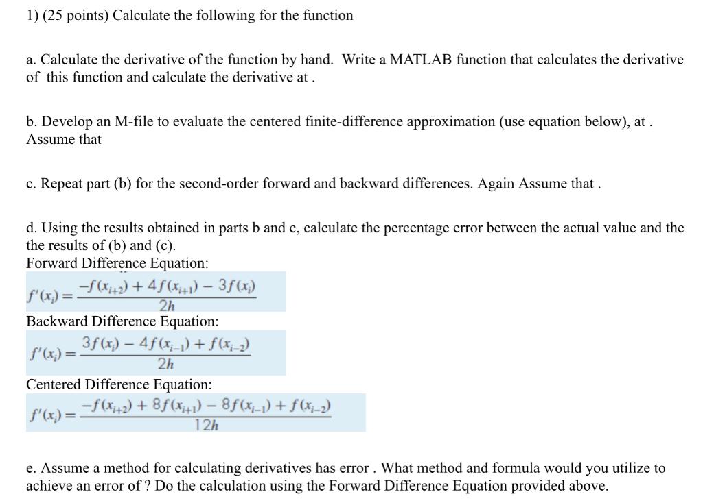 Solved 1) (25 points) Calculate the following for the | Chegg.com