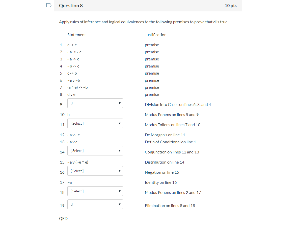 Question 8 10 pts Apply rules of inference and | Chegg.com
