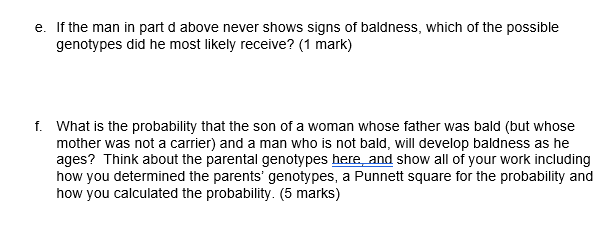 Solved 4. Baldness is an X-linked recessive trait. Even if | Chegg.com